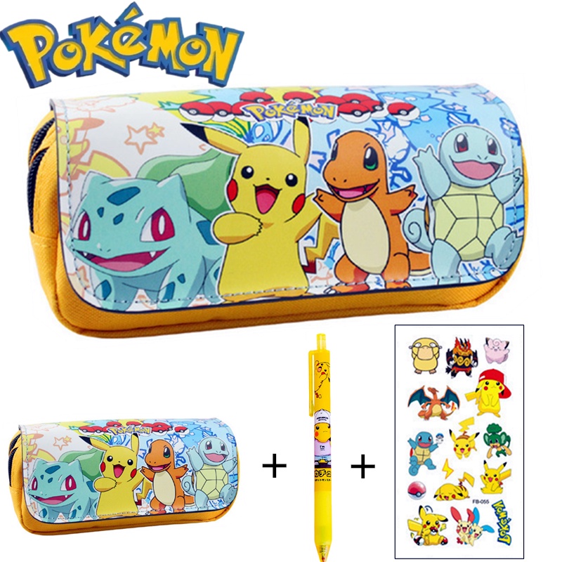 Pokemon Anime kids Large Capacity Pencil Case Pikachu Cartoon Kawaii ...
