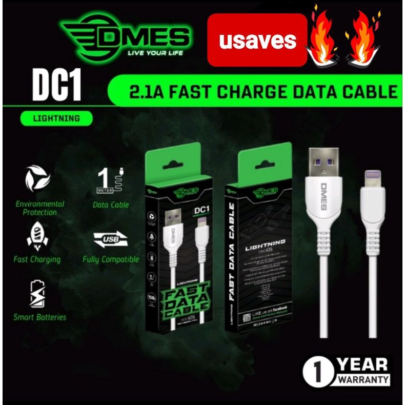 💥 💯 Original 💥 DMES DC1 2.1A FAST CHARGE DATA CABLE IOS | Shopee Malaysia