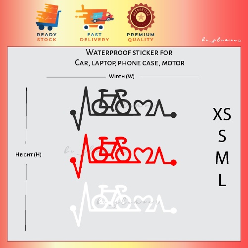 Bicycle heartbeat Sticker reflective mountain bike trek Waterproof Car ...