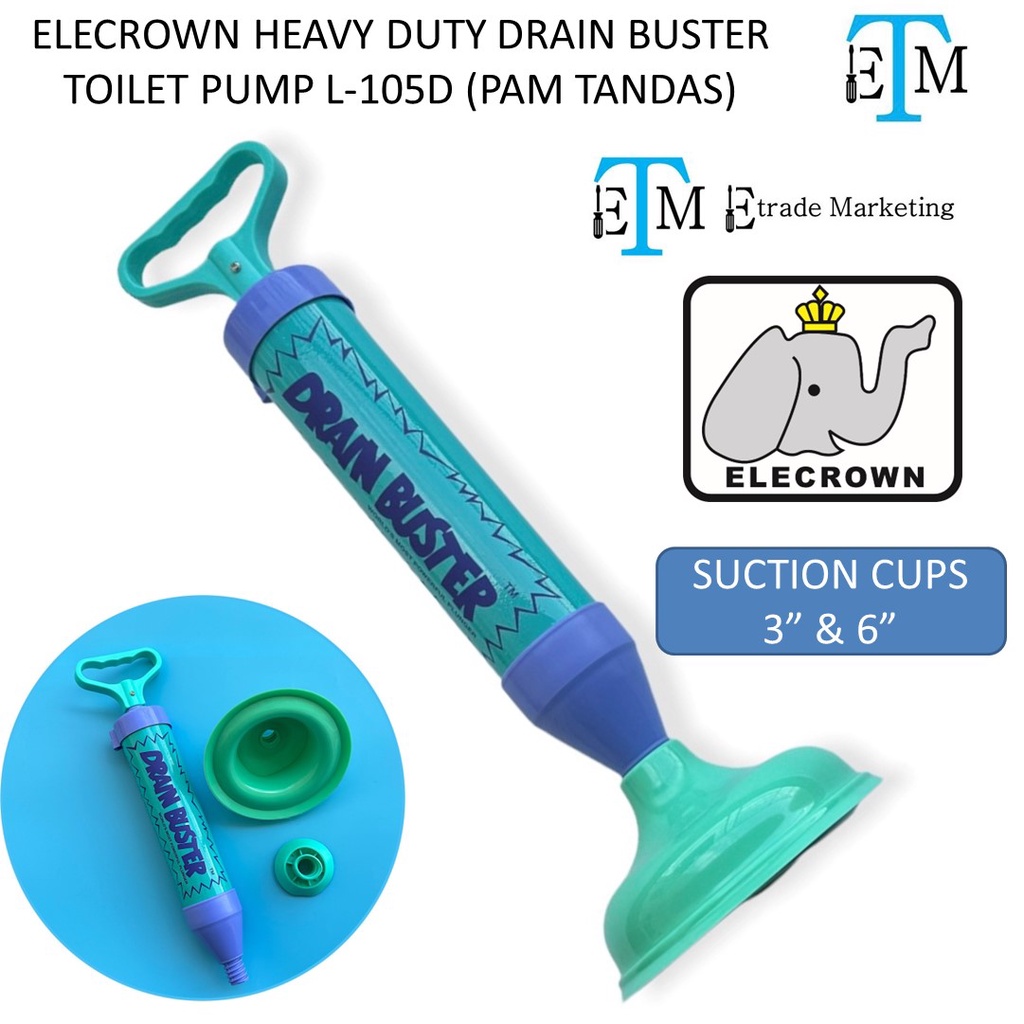 ELECROWN HEAVY DUTY DRAIN BUSTER TOILET PUMP L-105D PAM TANDAS | Shopee ...