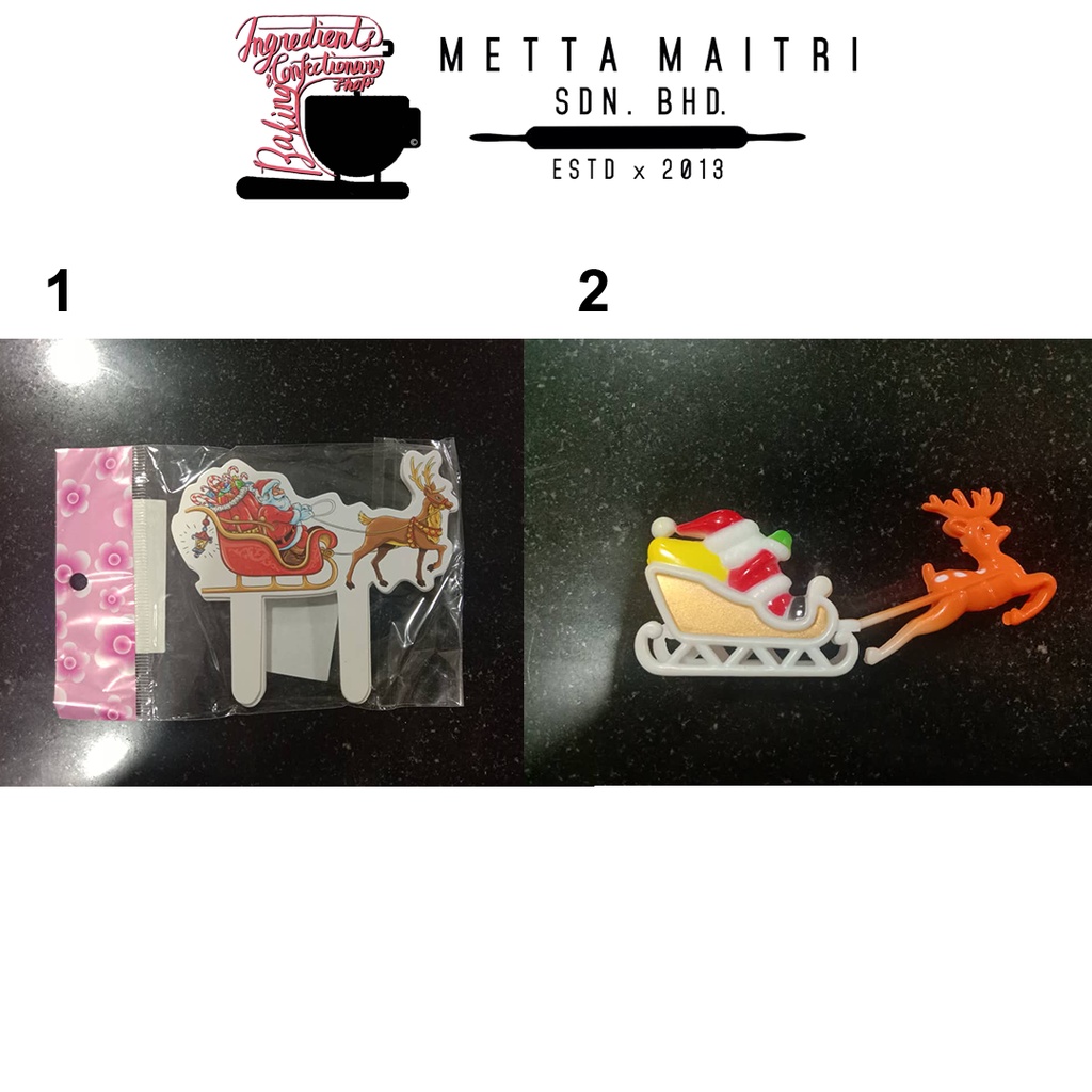 Metta Maitri Christmas Topper Santa Claus and Reindeer Sleigh with ...