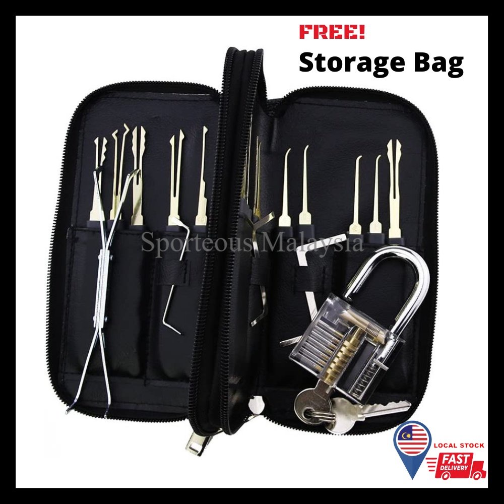 🇲🇾 READY STOCK 24Pcs Lock Pick Set Transparent Practice Padlock Picking Tool Kit Training Skill ...