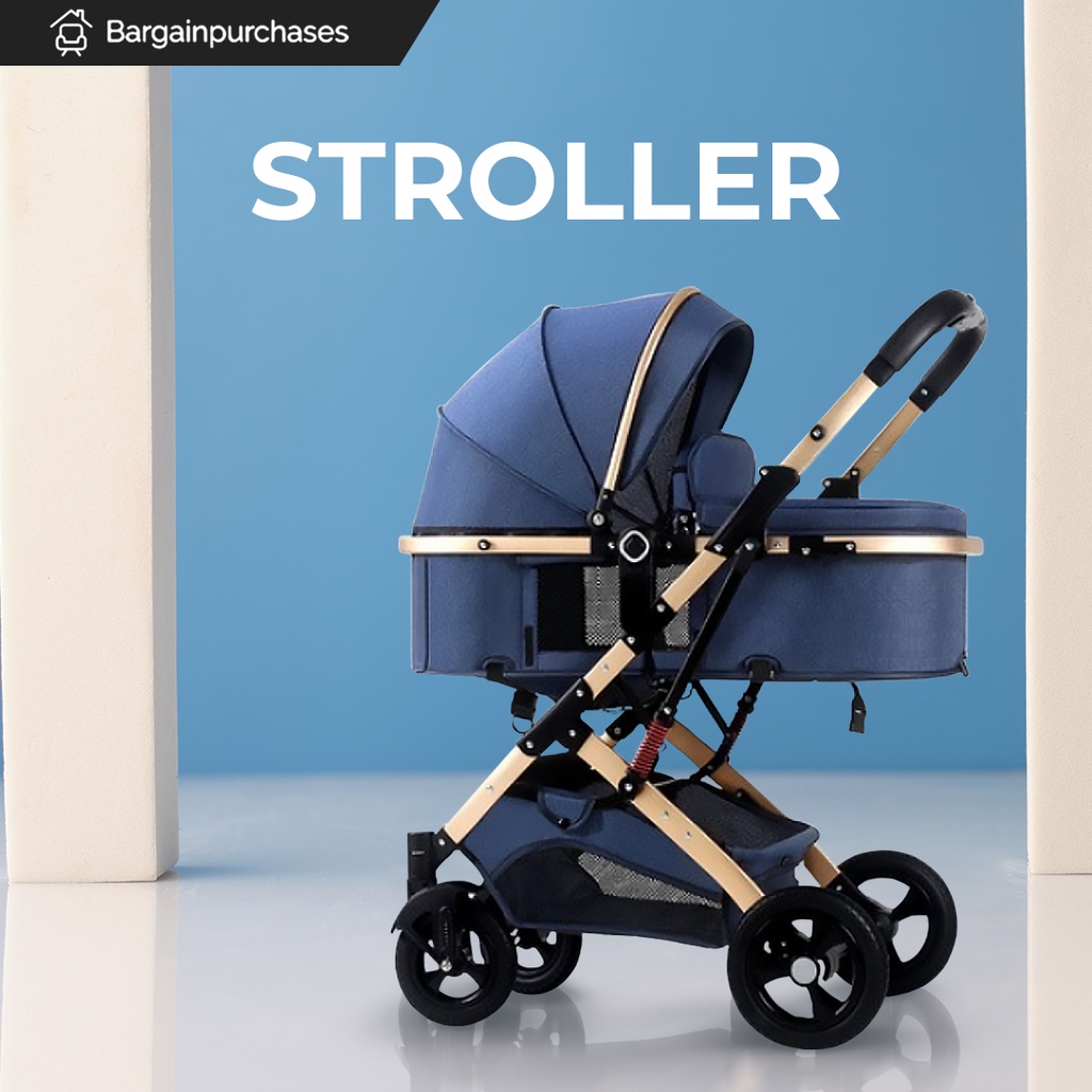 Stylish Premium Baby Stroller Carbon Steel One Handed Fold/Leg Brake ...