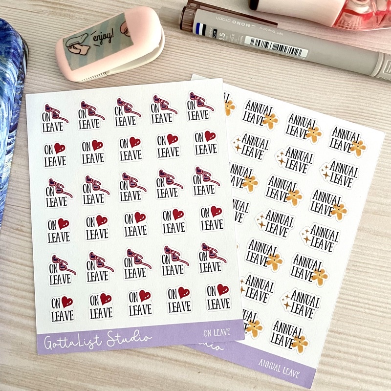On Leave Annual Leave Planner Stickers Bullet Journal Hobonichi Sticker ...