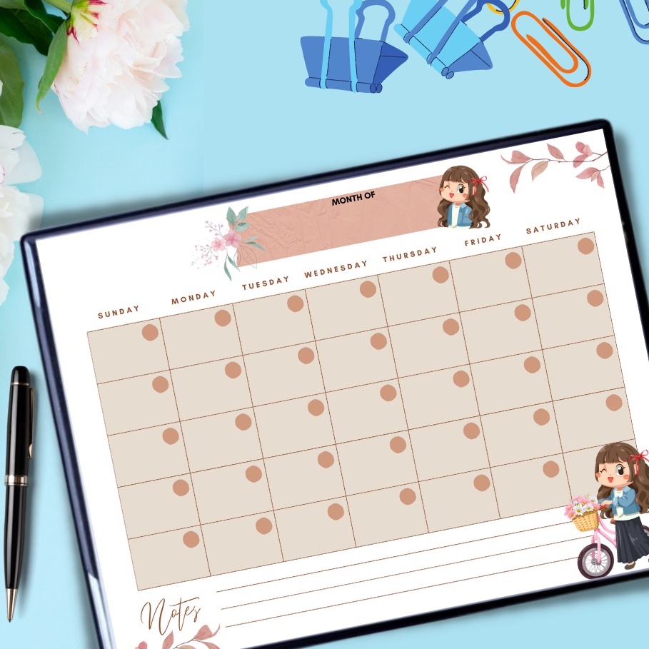 Undated Monthly Planner | A4 Size Office Planner | Small Table Planner ...