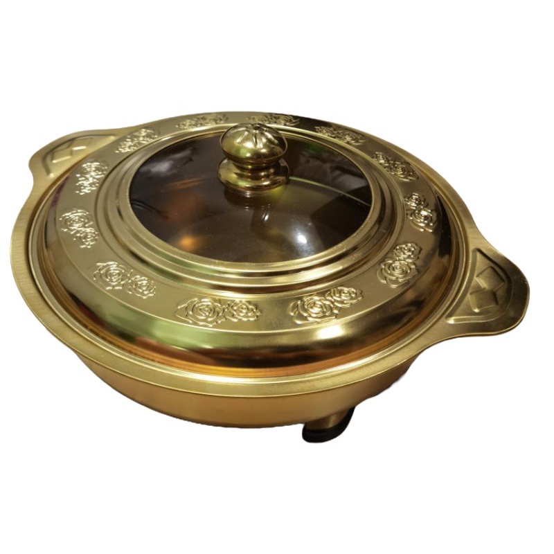 KT WARE 31CM GOLD BUFFET EMBOSSED BUFFET TRAY SET / BUFFET FOOD TRAY ...