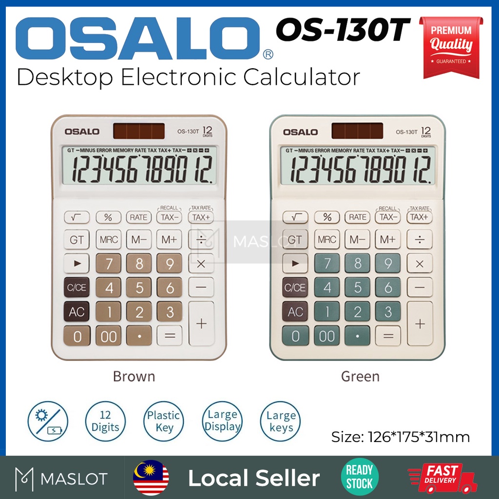 OSALO OS-130T 12 Digit Desktop Electronic Calculator Large Display Two ...