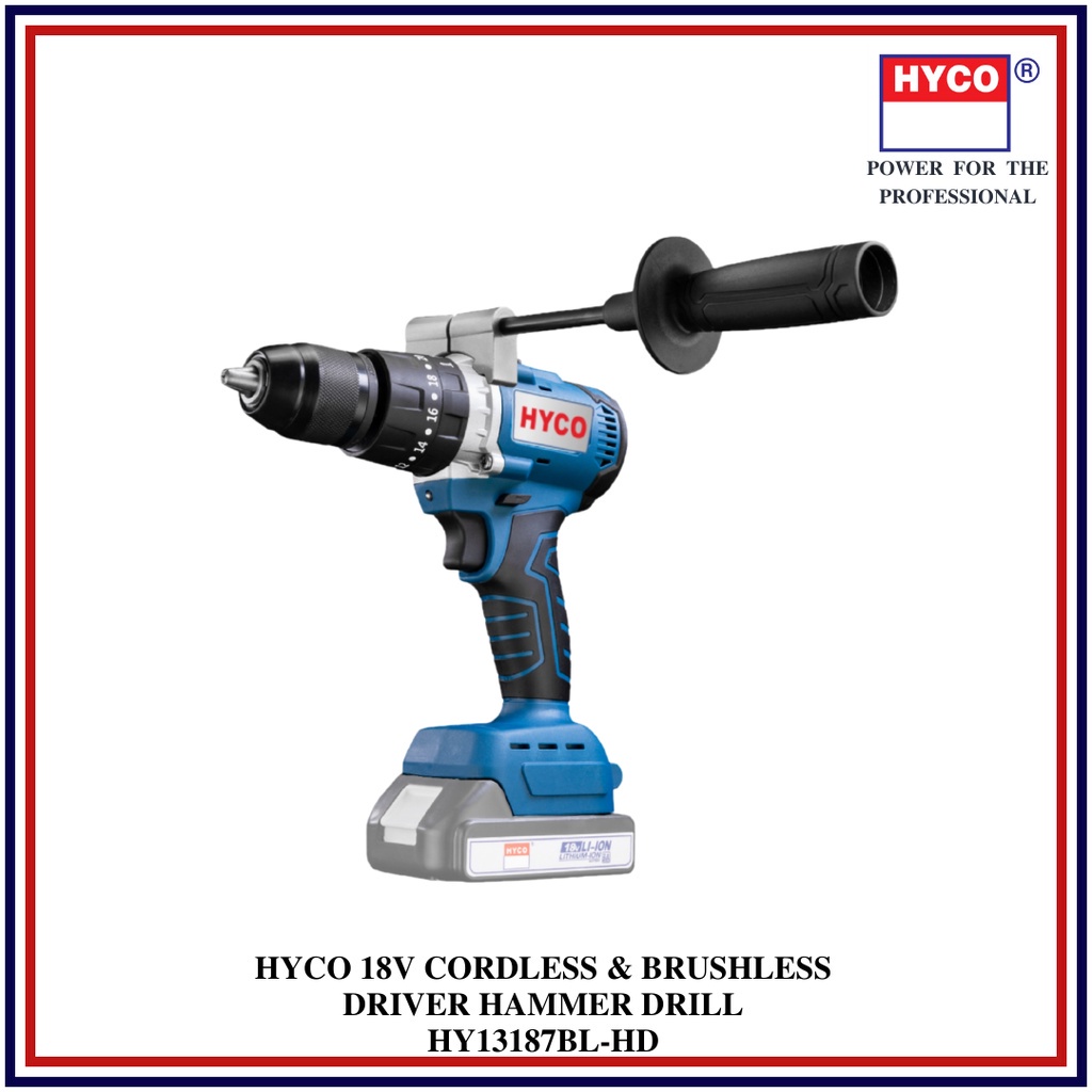 HYCO HY13187BL-HD Brushless Cordless Driver Hammer Drill (18V) | Shopee ...