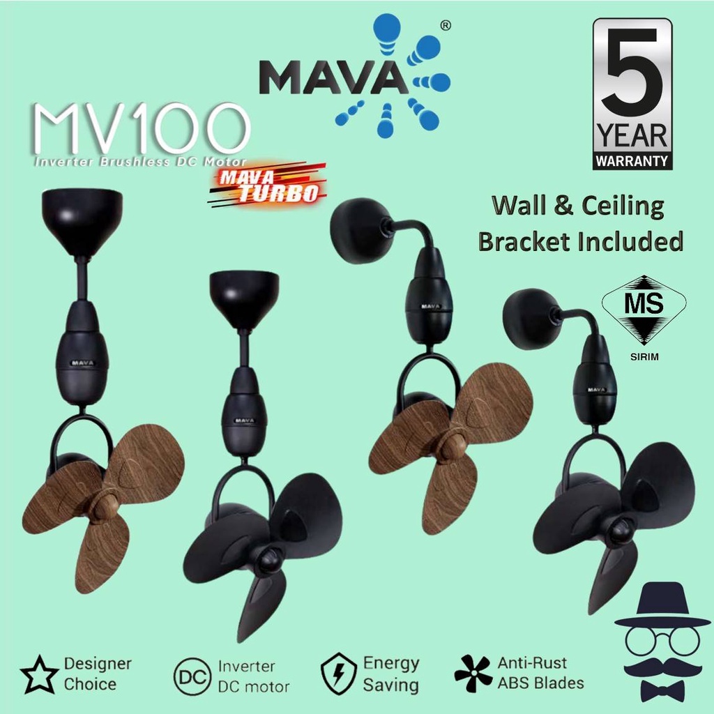 MAVA MV100 2 in 1 Remote Control Wall Fan & Ceiling Fan with Inverter ...