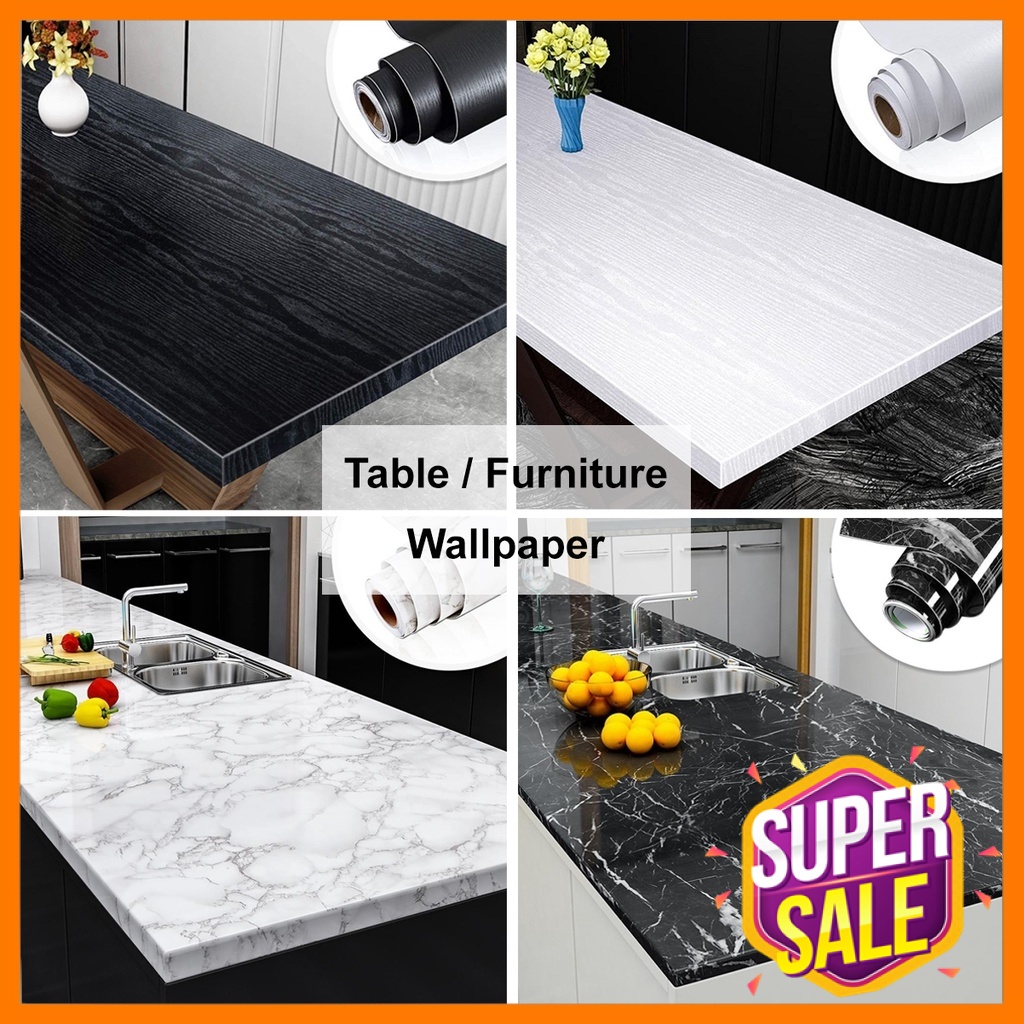 [Wood & Marble🔥] Table Top Countertop Wallpaper Sticker Furniture ...