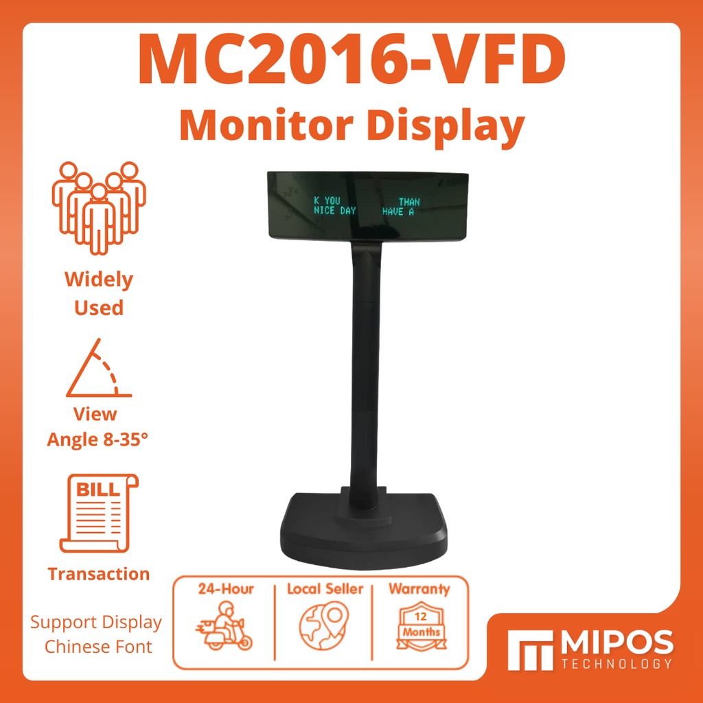 Customer Display MC2016-VFD Monitor Display/ Pole Display POS VFD ...