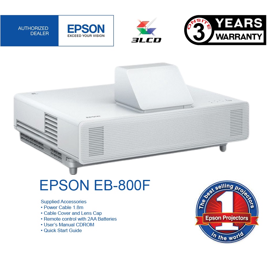 Epson LCD Laser Ultra Short Throw Projector EB-800F/5000 lumens/FHD ...
