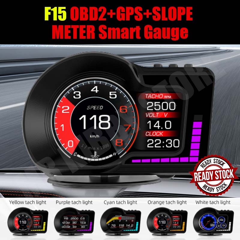 ‼️New Model🇲🇾 F15 Car OBD OBD2 Meter GPS Digital Scanner Speedometer ...