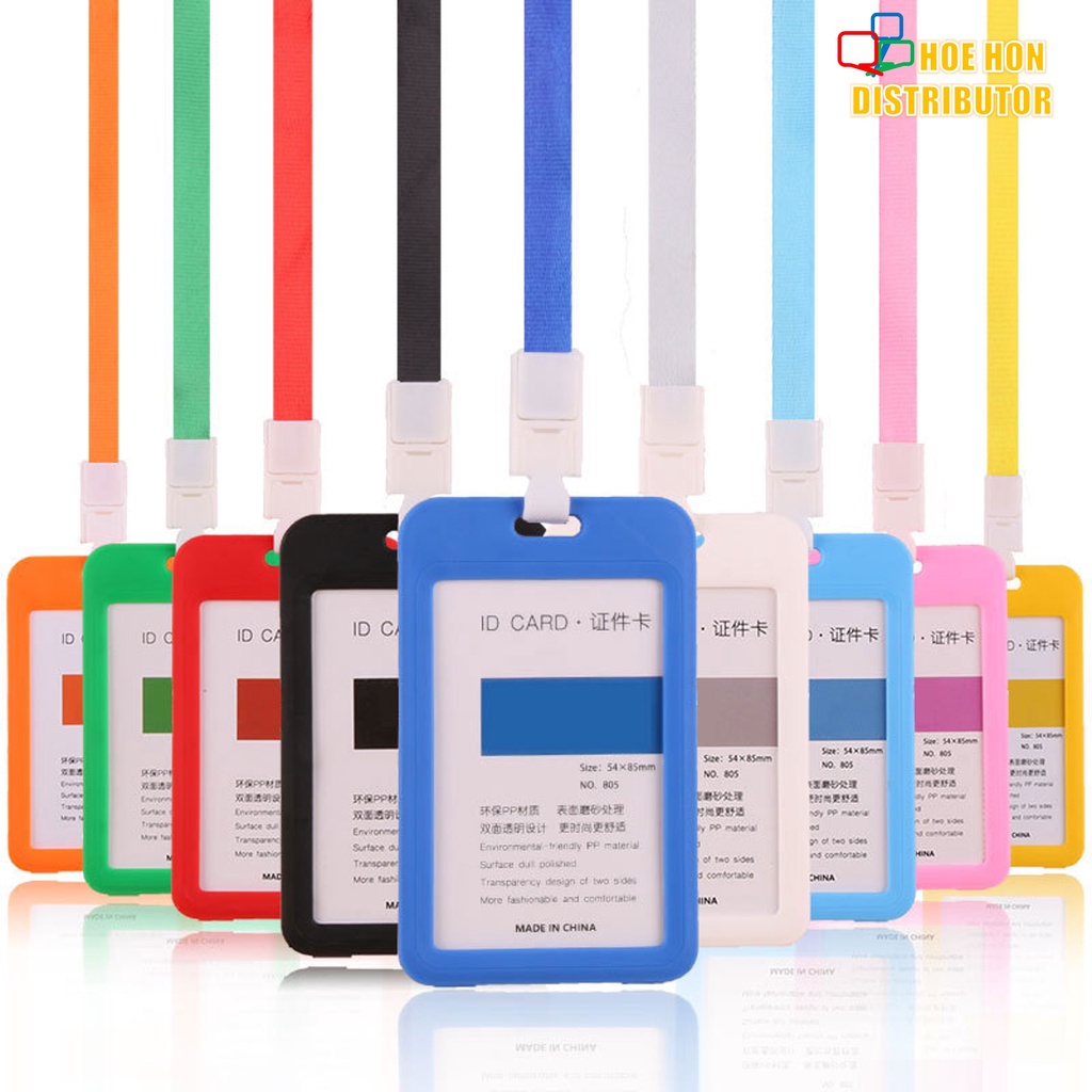 Colored ID Holder Plastic Hard Case with Lanyard Name Batch Badge Tag ...