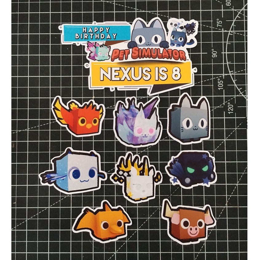 [CUSTOM NAME] Happy Birthday Cake Topper Pet Simulator Decoration Set ...