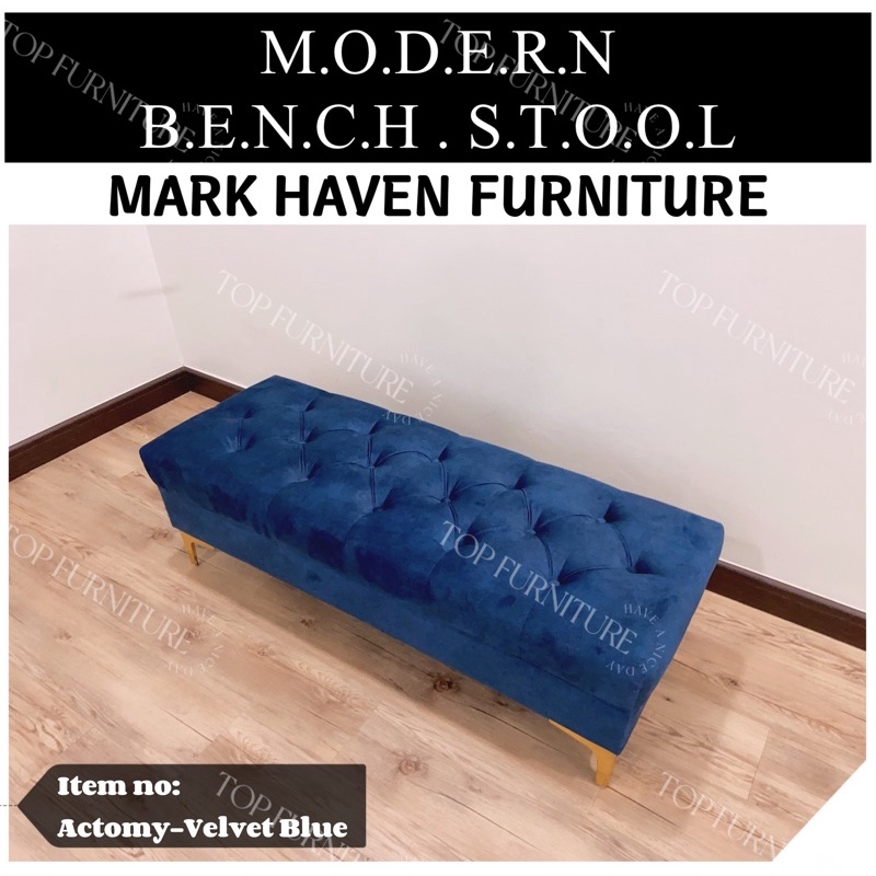 TOP FURNITURE#Actomy bench stool#bench#bangku#velvet fabric#kain baldu ...