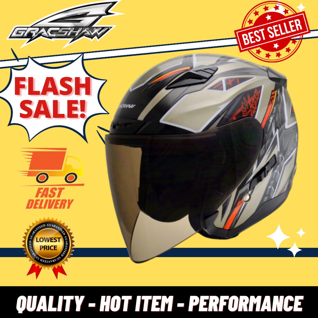 [ READY STOCK ] GRACSHAW Gennex G535 Kaisar Cream Titan Helmet | Shopee ...