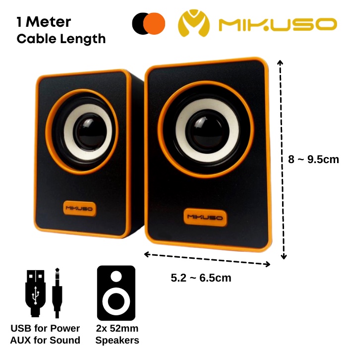 MIKUSO SPK-049 Wired USB AUX Small 2.0 Speaker ROAR | For PC Computer ...