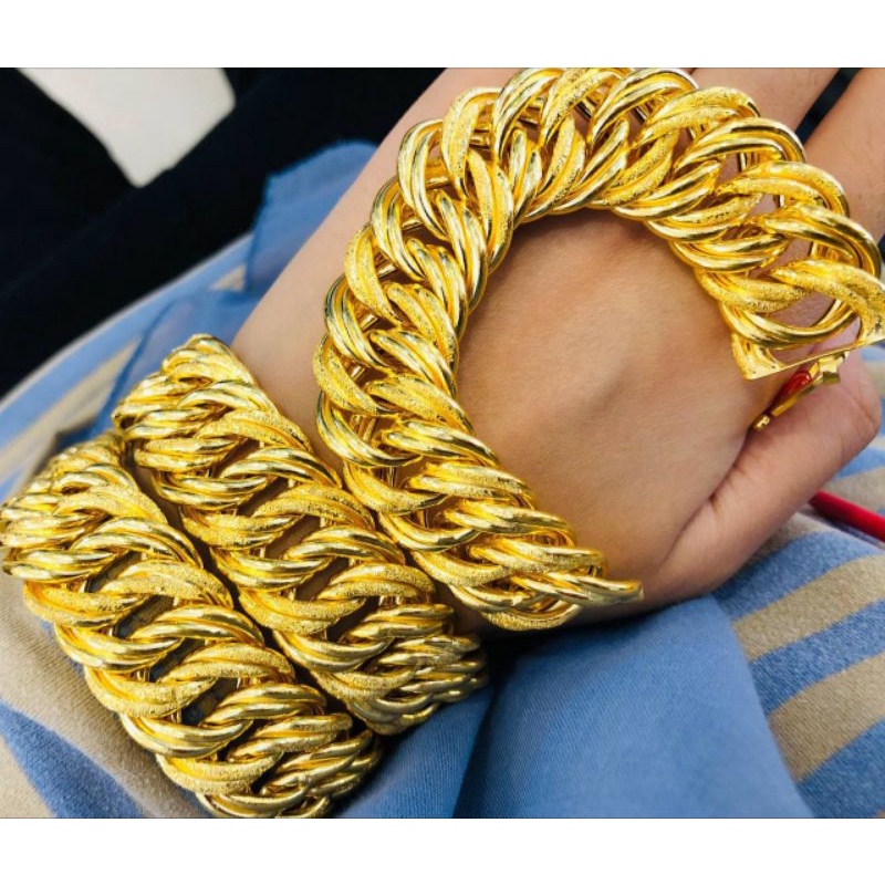 (Boleh Potong) Rantai Gelang Tangan Emas Coco Lipan/Kait Gold Bracelets ...