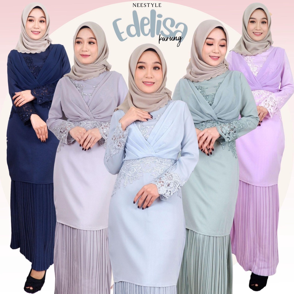 [NEESTYLE] EDELISA PLUS SIZE • Baju Kurung Moden Lace Pastel Baju Nikah ...