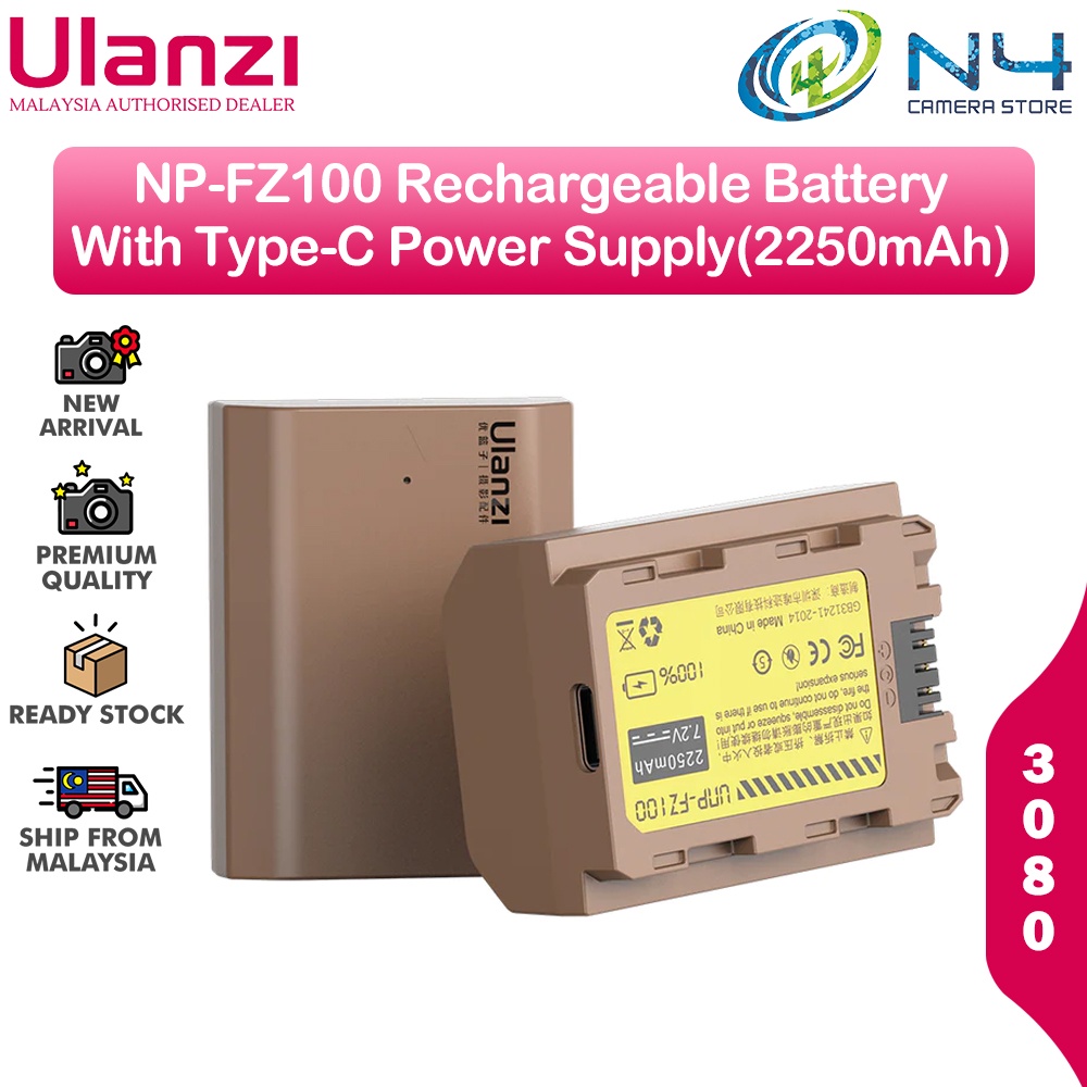 Ulanzi UNP-FZ100 / NP-FZ100 Camera Battery 2250mah Rechargeable Lithium-ion Battery For Sony ...