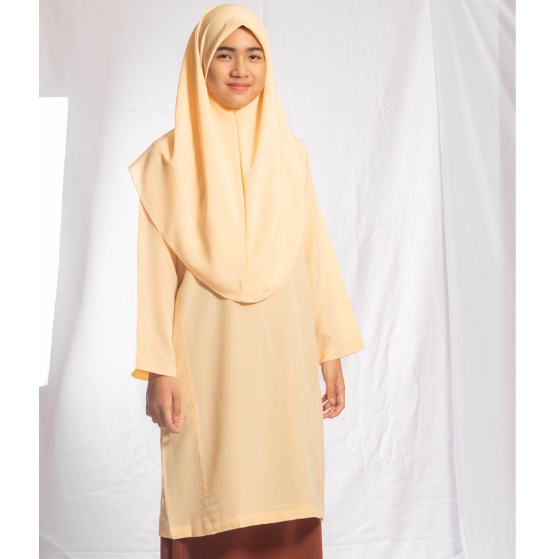Baju Kurung Sekolah Rendah Menengah Putih Biru Beige MRSM Kain Licin ...