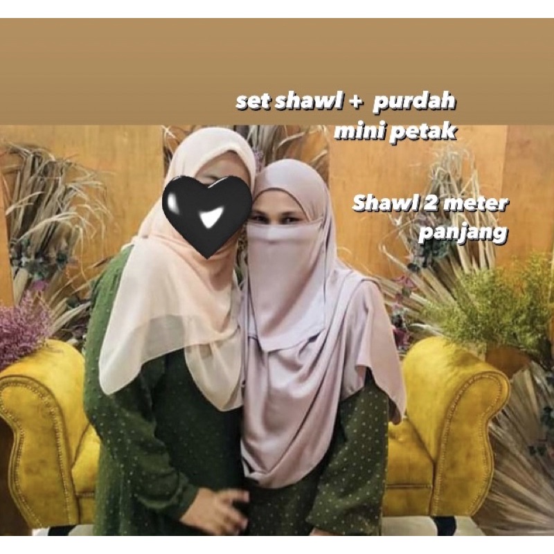 SET SHAWL SATIN + PURDAH MINI ALA NEELOFA (Curve) | Shopee Malaysia