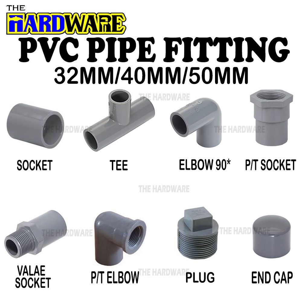 (32MM/40MM/50MM)PVC Pipe Fitting-Socket/Elbow/Tee/Valve Socket/Plug/End ...