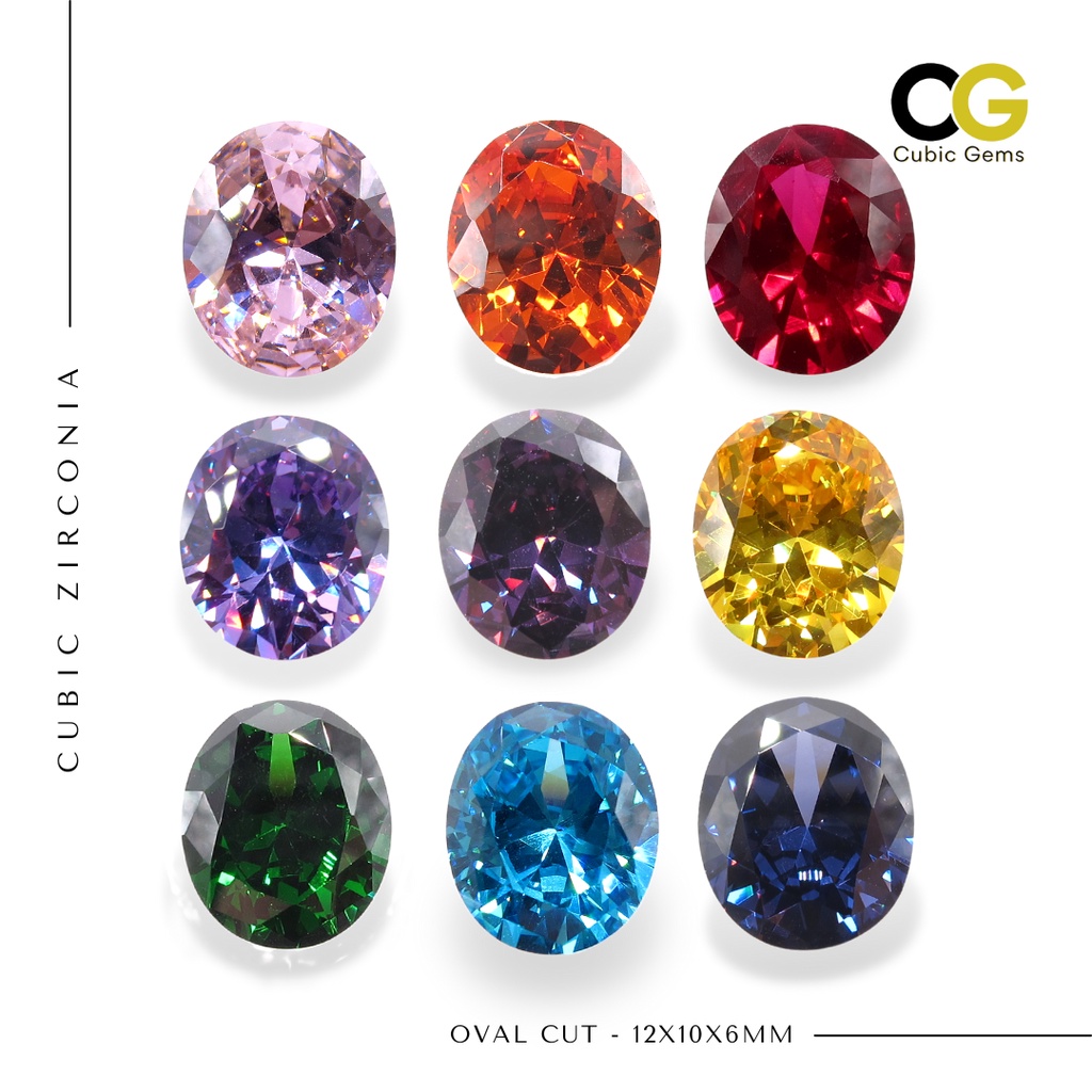 CUBIC ZIRCONIA OVAL CUT 12x10x6MM BATU PERMATA SERAI EMAS 916 GOLD RING ...
