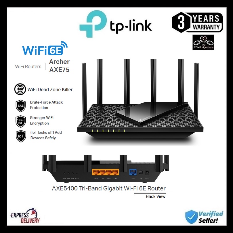TP-LINK ARCHER AXE75 [AXE5400] WIFI 6E 6GHZ TRI-BAND WIRELESS WIFI ONEMESH ROUTER | Shopee Malaysia