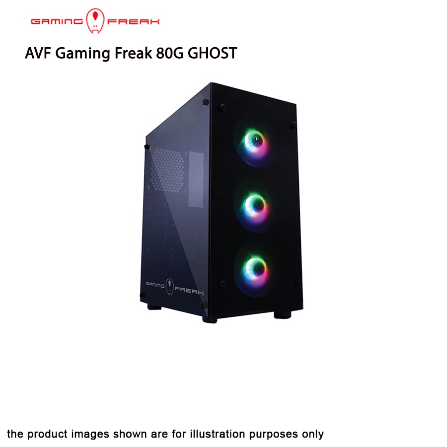 AVF Gaming Freak 80G Ghost ATX Tempered Glass RGB Ring Fan Gaming Tower ...