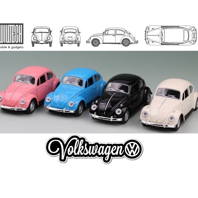 1:36 volkswagen beetle Vintage Beetle Classic DIECAST Decor Pull Back ...