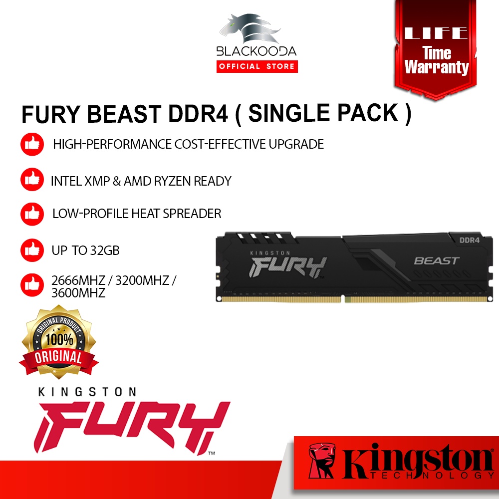 KINGSTON HYPERX FURY BEAST 4GB/8GB/16GB DDR4 2666 / 3200 / 3600 MHZ MEMORY RAM | Shopee Malaysia