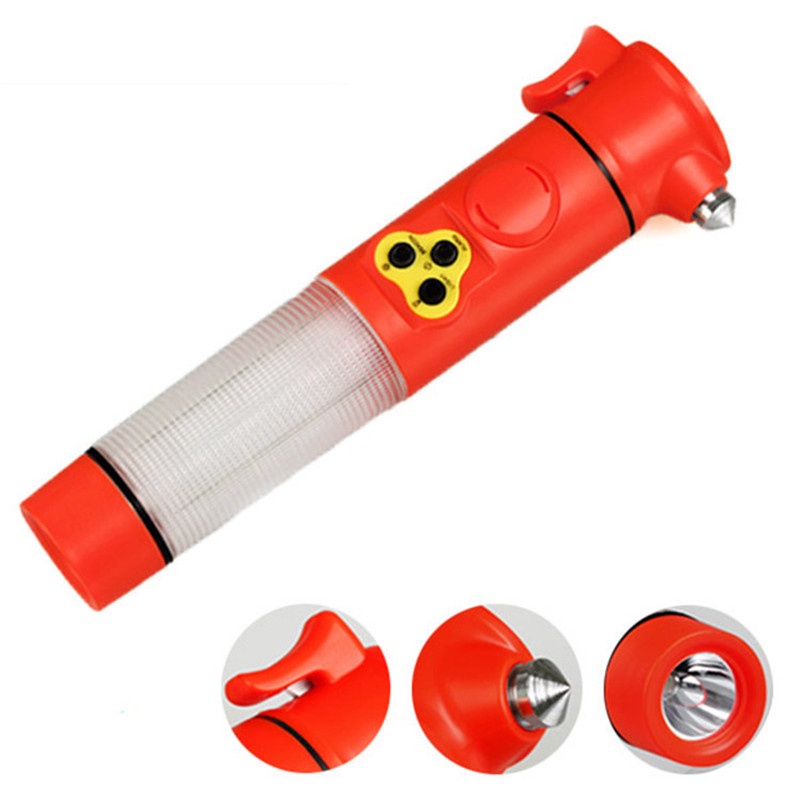 6IN1 Multi-function LED Strobe Light Beacon Torch Safety Hammer Alarm ...