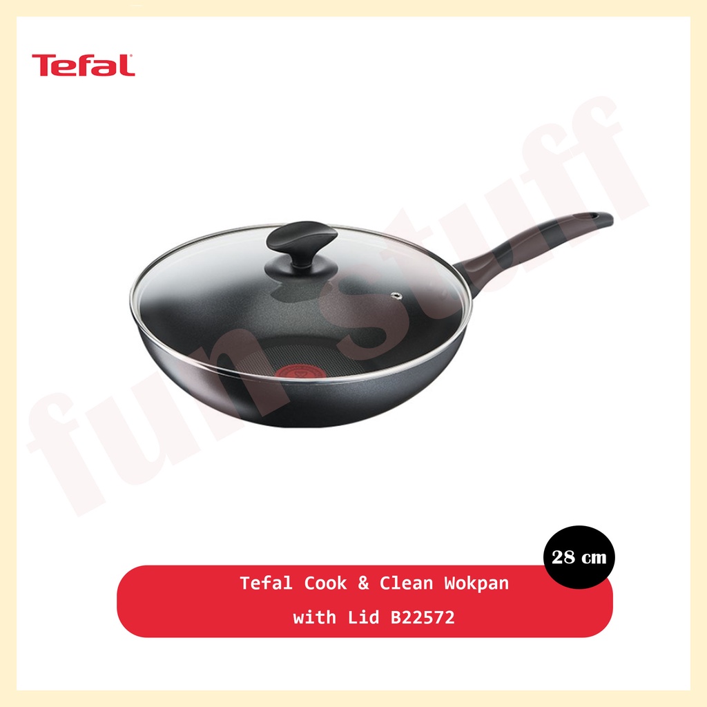 TEFAL Cook & Clean Non-Stick Wokpan with Lid B22572 (28cm) | Shopee Malaysia