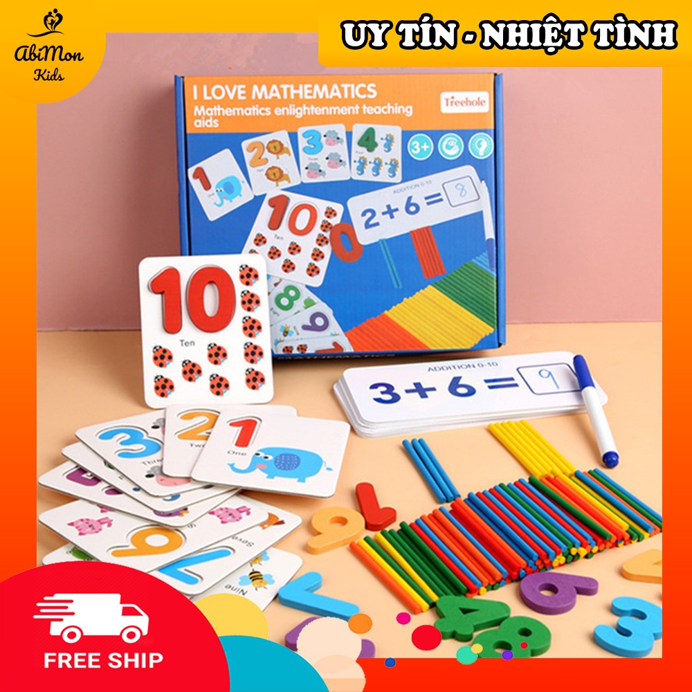 Math Teaching Materials Set for Children (counting sticks, flashcards ...