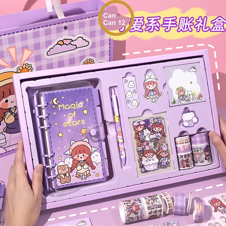 Kawaii Girl Journal Set Cute Diary Stationary Gift Planner Book Set for ...