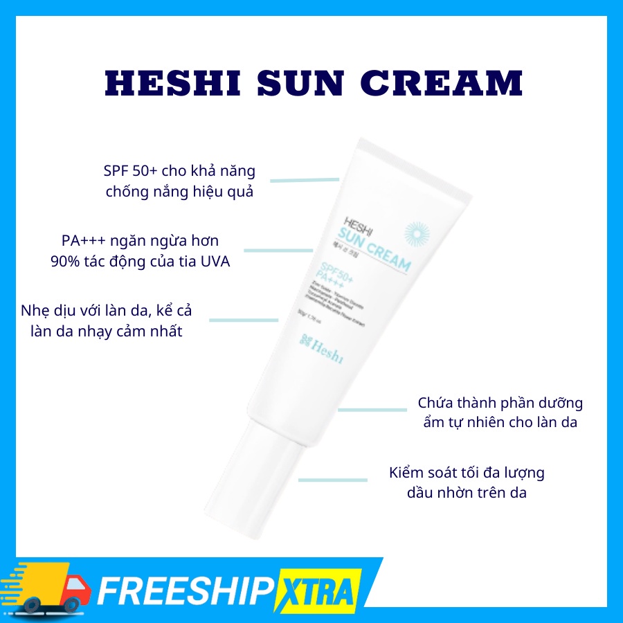 Broad Spectrum Sunscreen SPF50 + PA + + + HESHI SUN CREAM 50G. | Shopee ...