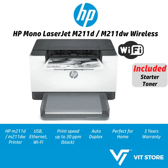 HP Mono LaserJet Printer M211dw Wireless / M211d Print / Auto Duplex ...
