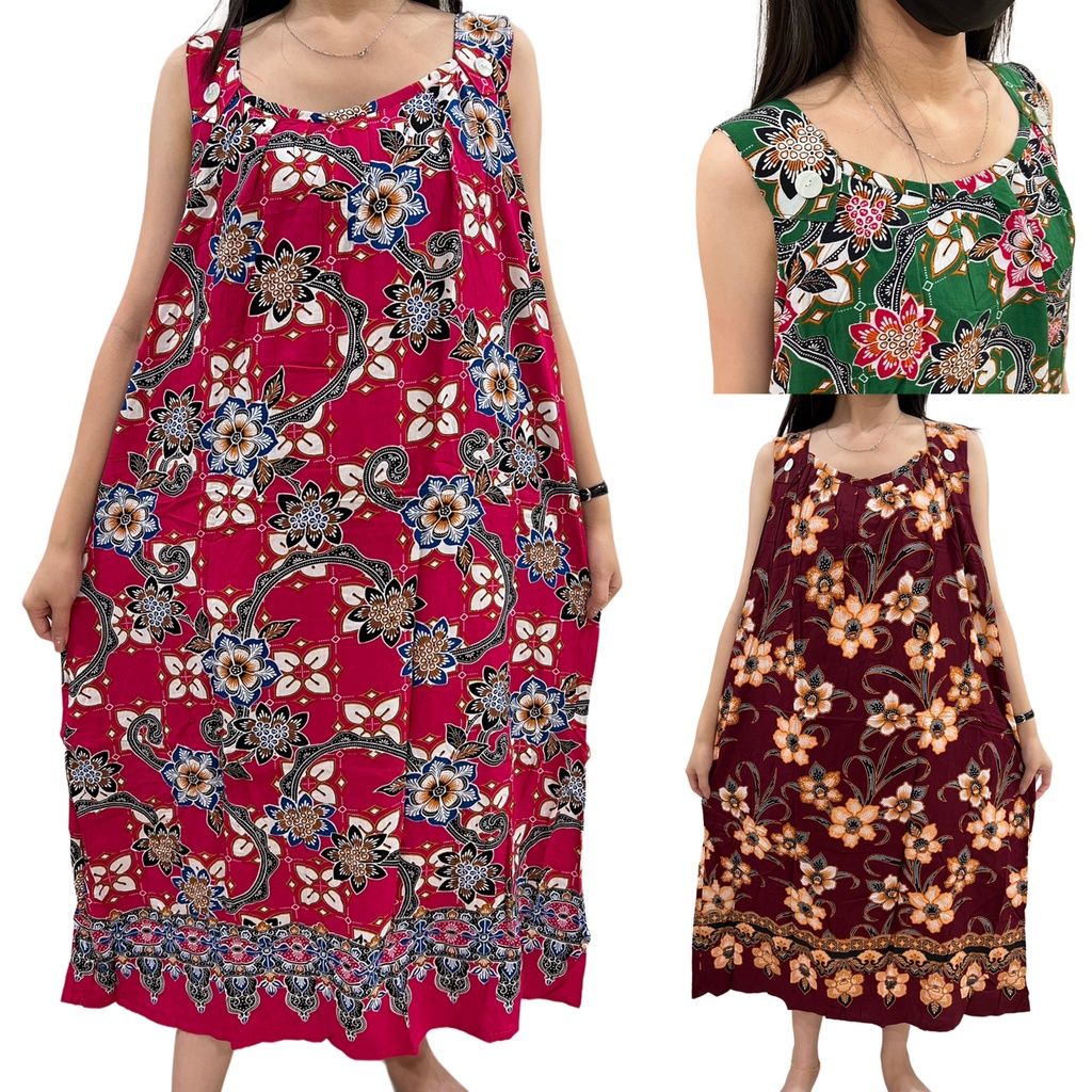 BATIK DRESS WOMEN SLEEVELESS BIG SIZE COTTON/BAJU BATIK DRESS SIZE ...