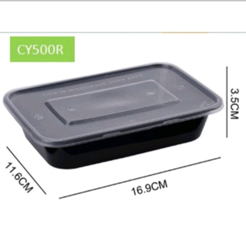 BLACK RECTANGULAR DISPOSABLE PLASTIC FOOD CONTAINER (50PCS) | Shopee ...