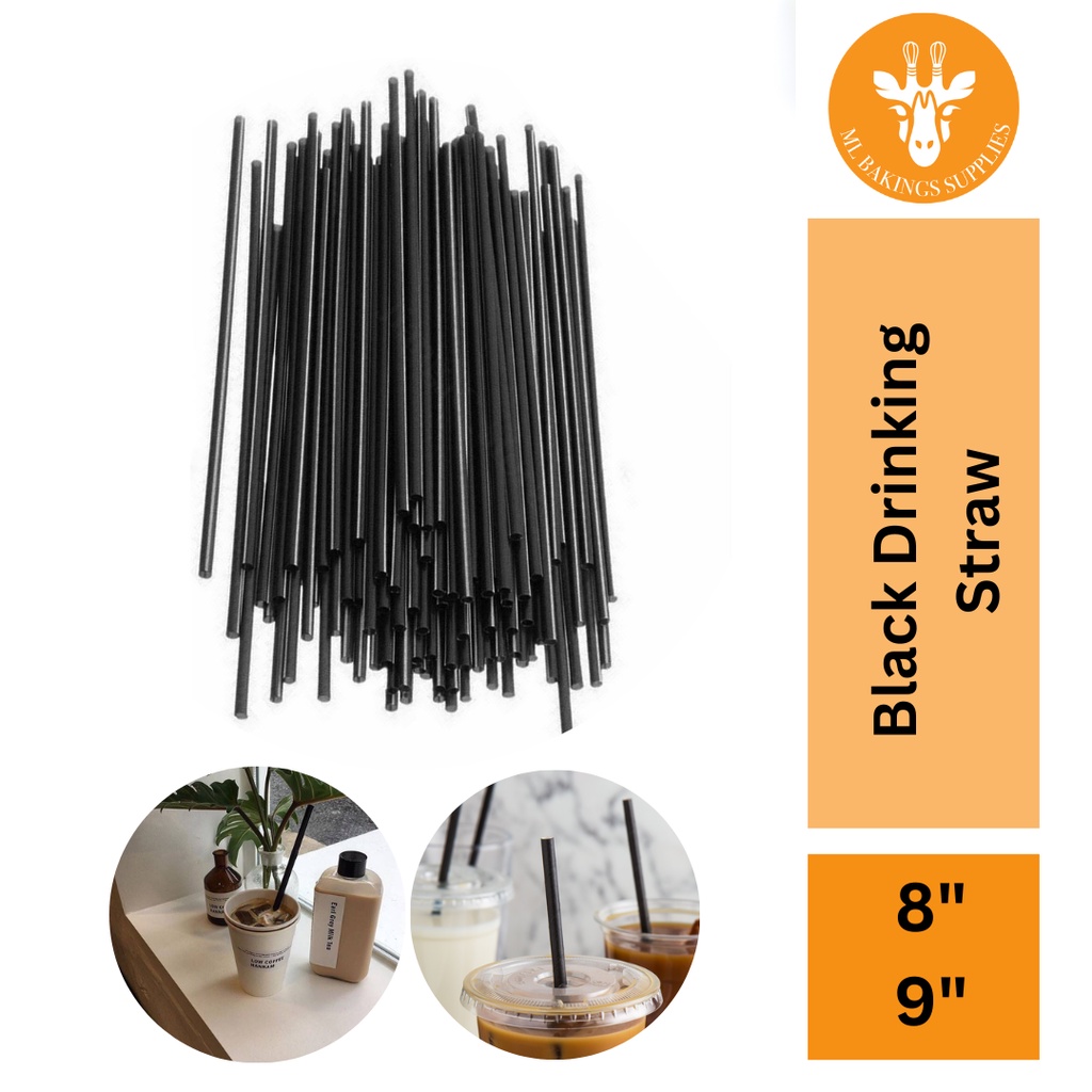 [READY STOCK] BLACK 8" 9" INCH DRINKING STRAW/ STRAIGHT 黑色饮料吸管 | Shopee ...