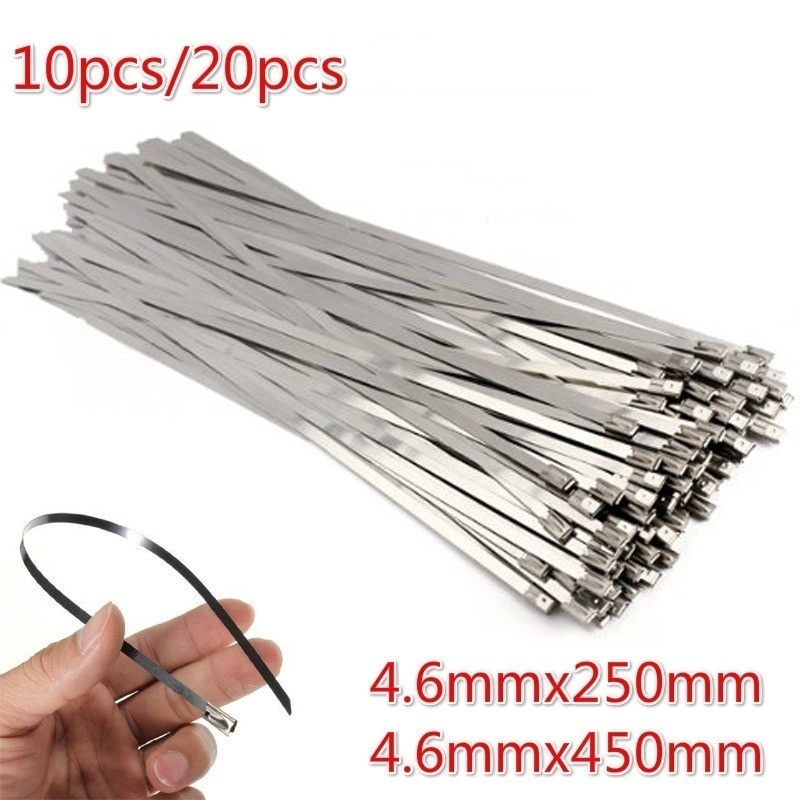 10- 25pcs 304 Stainless Steel Metal Cable Zip Ties Strap Locking ...