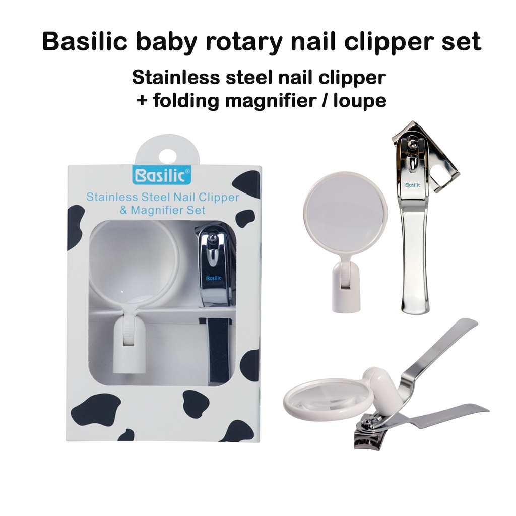 Basilic baby rotary stainless steel nail clipper + magnifier/loupe set ...