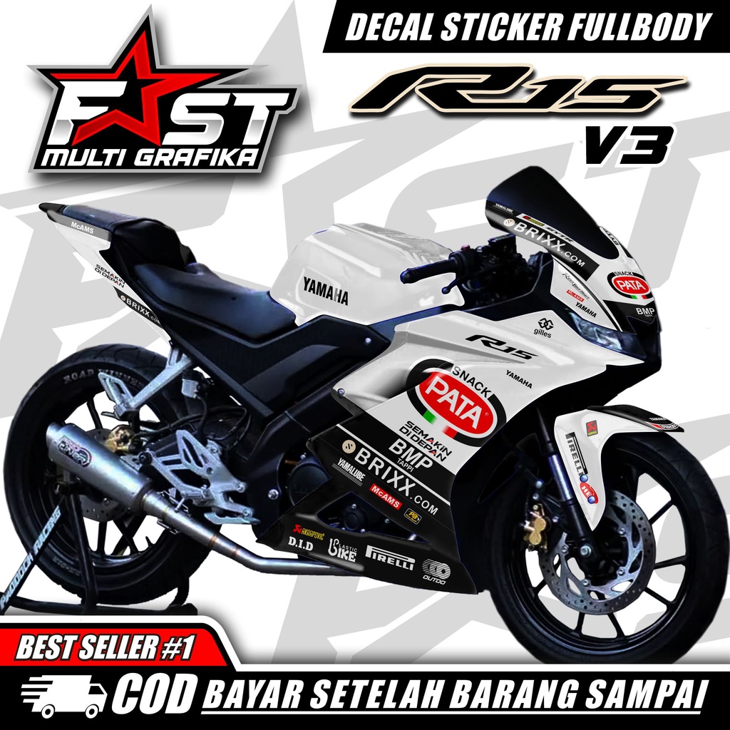 Yamaha R15 V3 Striping Decal Sticker, R15 V3 Sticker Decal, WSBK pata ...