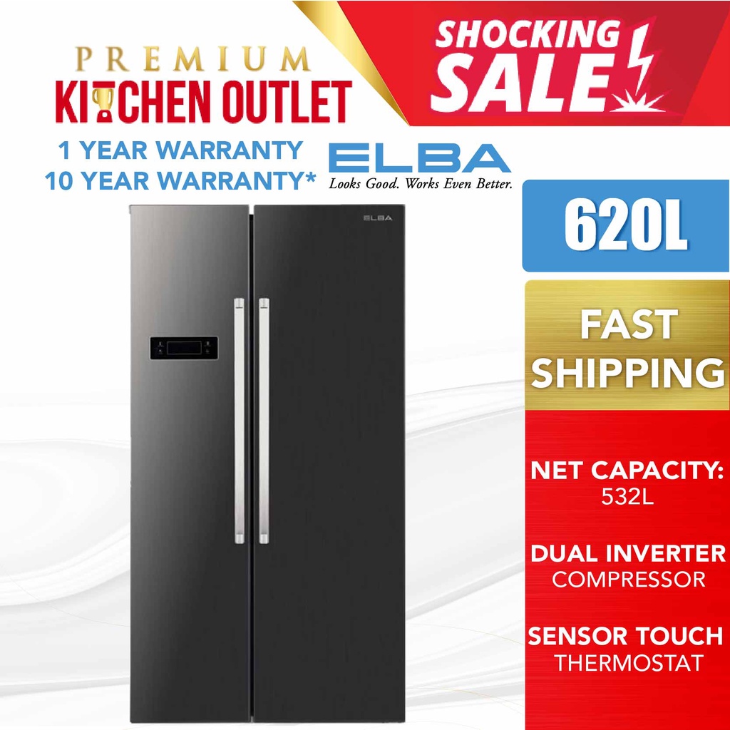 Elba 620L Inverter Side By Side Refrigerator ESR-K6260D(SV) | Movable ...