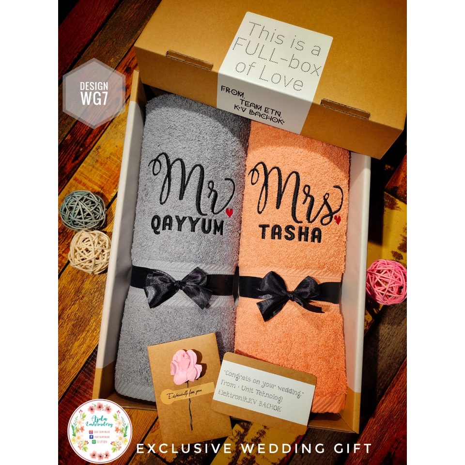 PREMIUM WEDDING GIFT TOWEL WITH BOX / TUALA SULAM / HADIAH KAHWIN ...