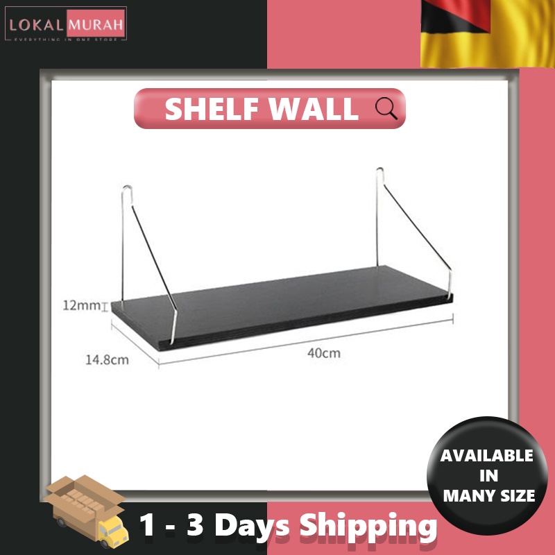 LMS | No Drill Floating Shelf Wall Mounted Rak Dinding Shelf, Rak ...