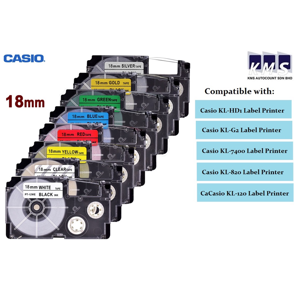 Casio Ez-Label Printer Tape Cartridge 18MM Basic Colour | Shopee Malaysia