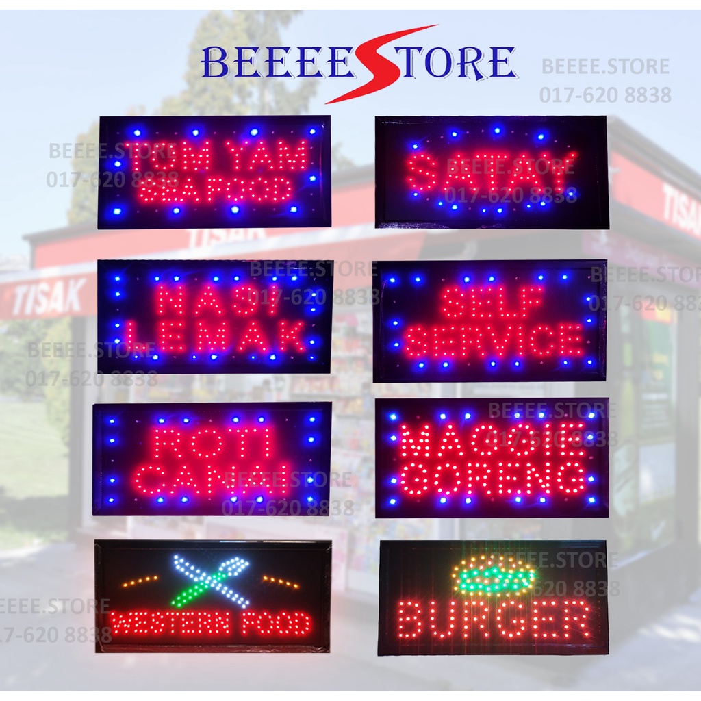 LED Signboard Display Light For Tom Yam Seafood , Nasi Lemak , Burger ...